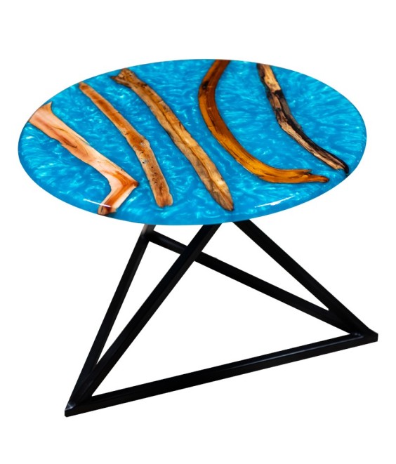 Meuble : Table Basse en Bois Flotté et Résine Epoxy | World's Art